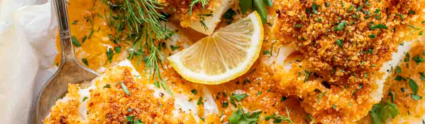 Crispy Panko-Crusted Cod with Lemon Dill Sauce | Daily Dish
